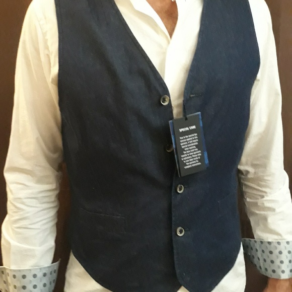 Murano | Suits & Blazers | Murano Mens Denim Jean Dark Blue Navy Cotton ...